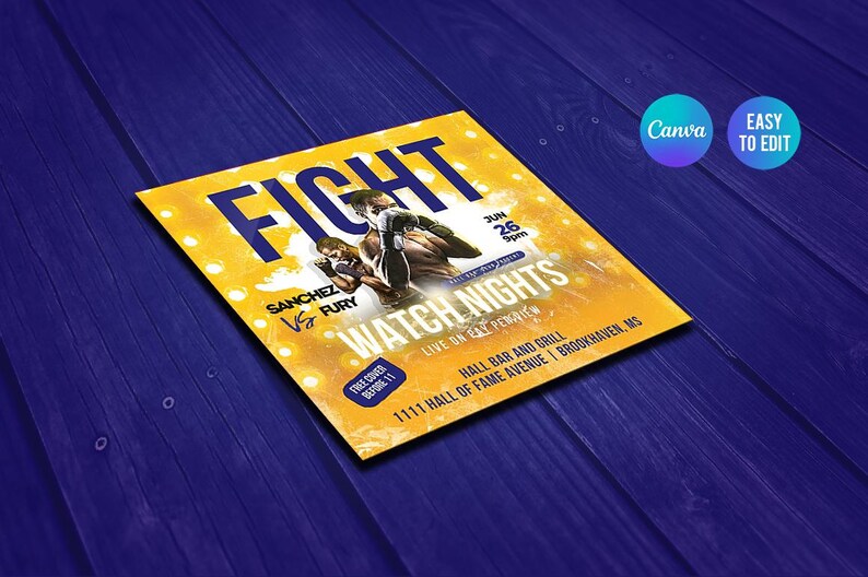 Fight Night Boxing Flyer Template | Premium DIY Canva Design for MMA ...