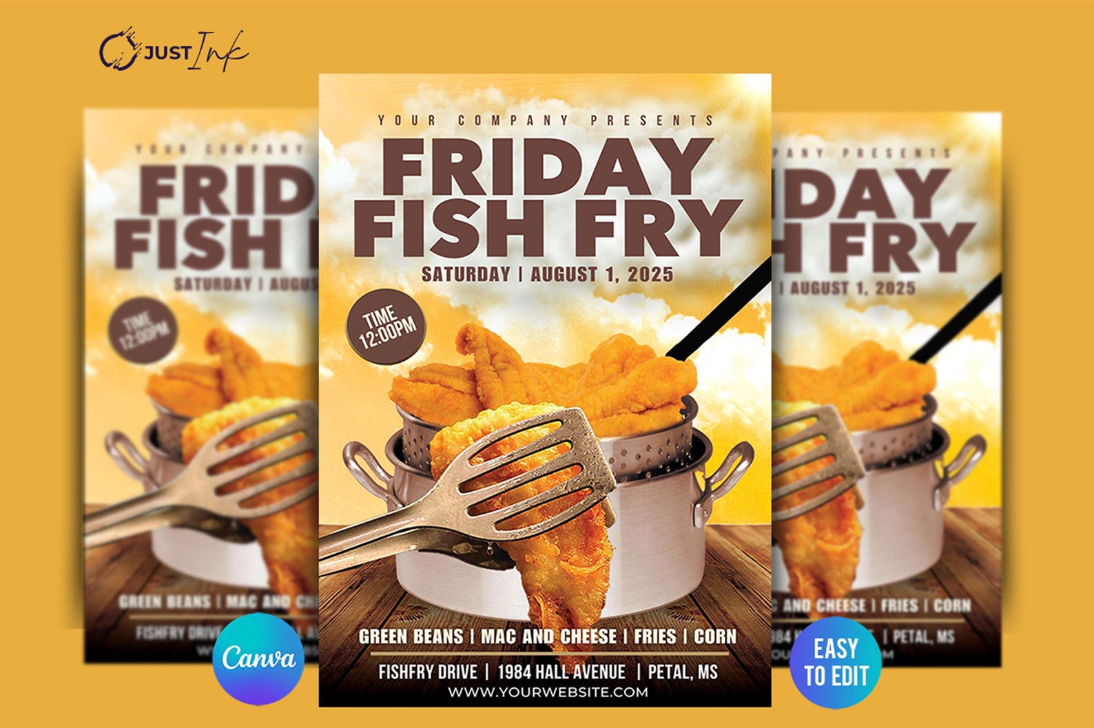 Fish Fry Fundraiser Flyer Template, DIY Canva Flyer Template Design ...