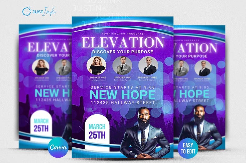 Editable Church Flyer, DIY Canva Flyer Template Design, Revival Church ...
