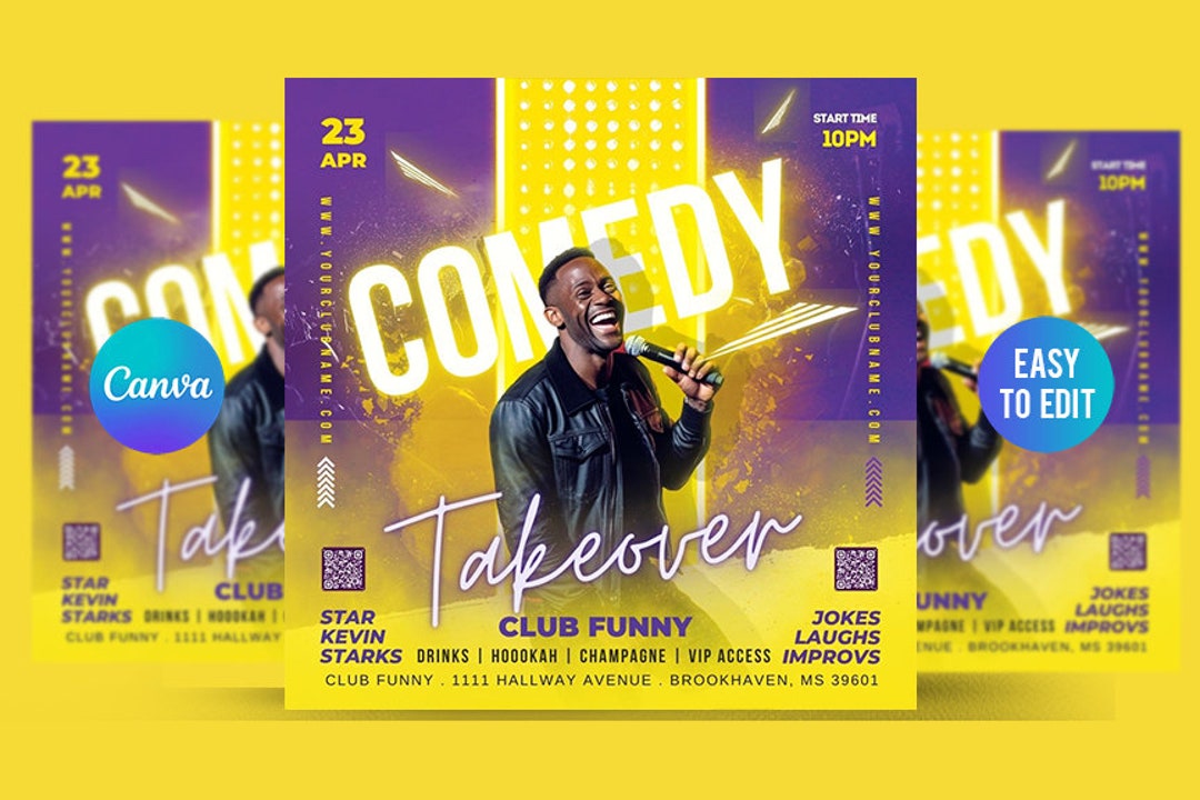 Comedy Show DIY Canva Flyer | Premium DIY Canva Flyer Template Design ...