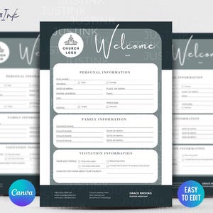 Church Welcome Form Template | DIY Canva Design for Welcome Form, New ...