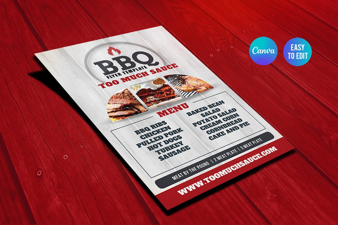 BBQ Restaurant Menu Flyer Template | Premium DIY Canva Design for BBQ ...