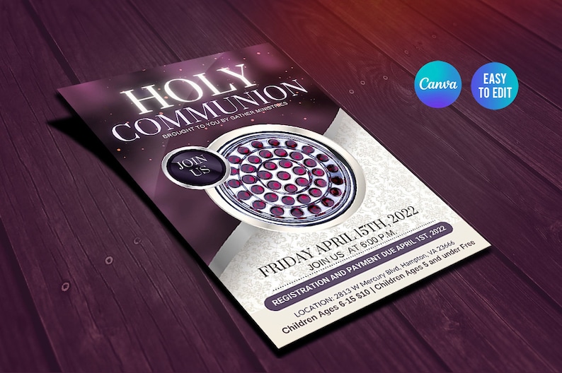 Editable Holy Communion Flyer, DIY Canva Flyer Template Design ...