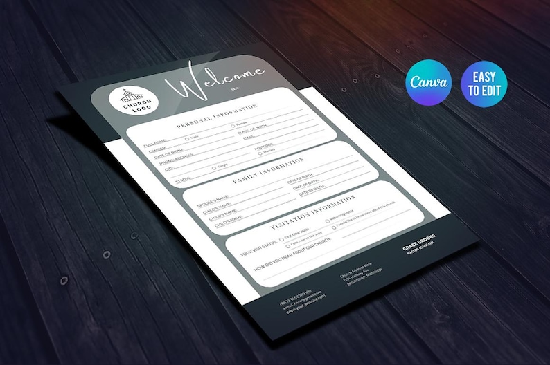 Church Welcome Form Template | DIY Canva Design for Welcome Form, New ...