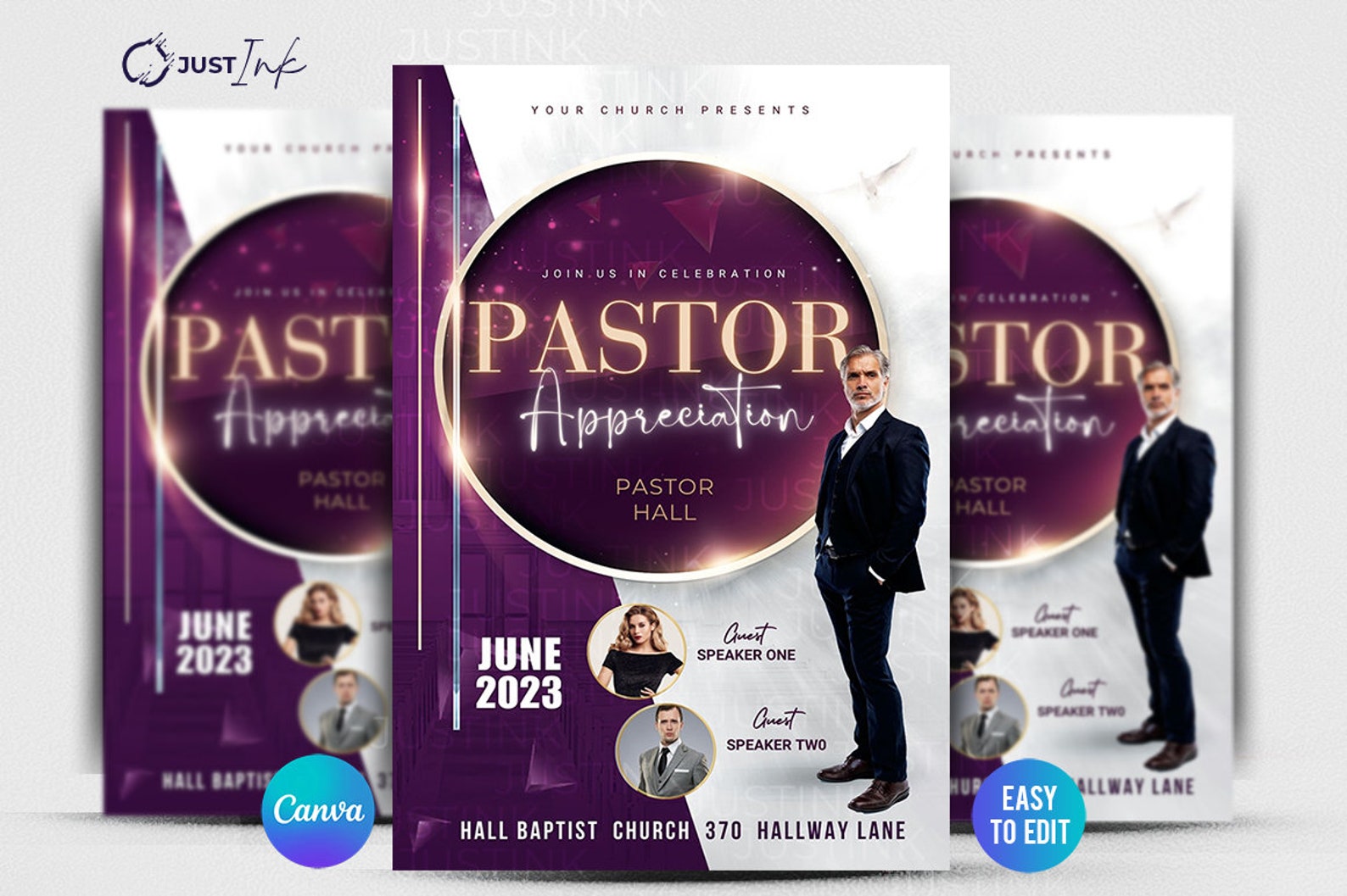 Editable Pastor Appreciation Church Flyer, DIY Canva Flyer Template ...