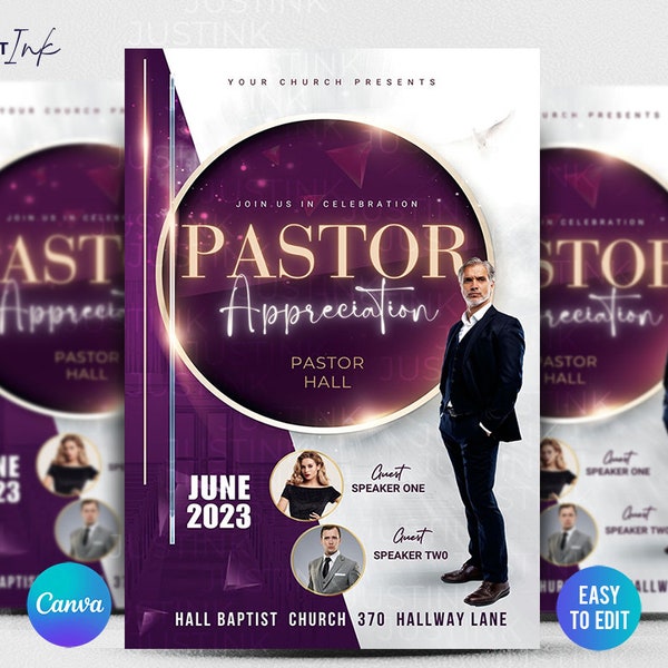 Pastor Appreciation Flyer Templates - Etsy
