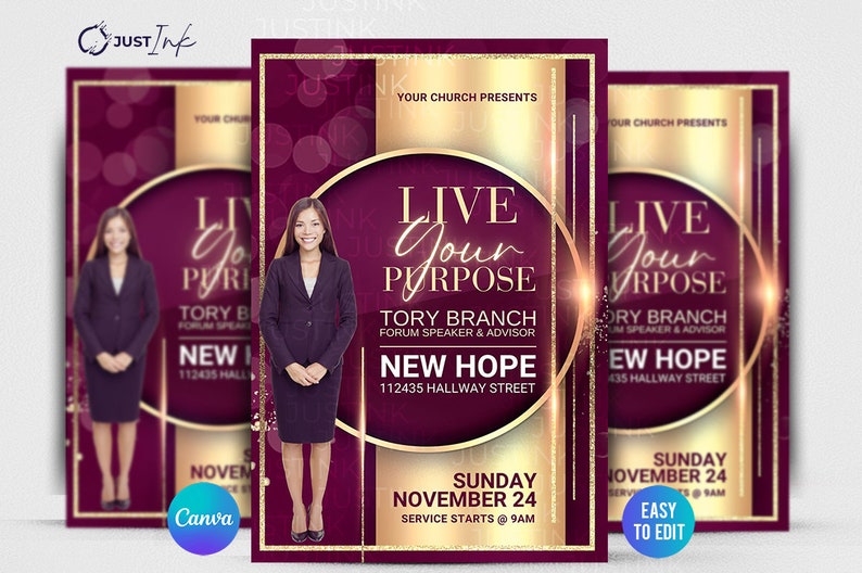 Editable Church Flyer, DIY Canva Flyer Template Design, Revival Church ...