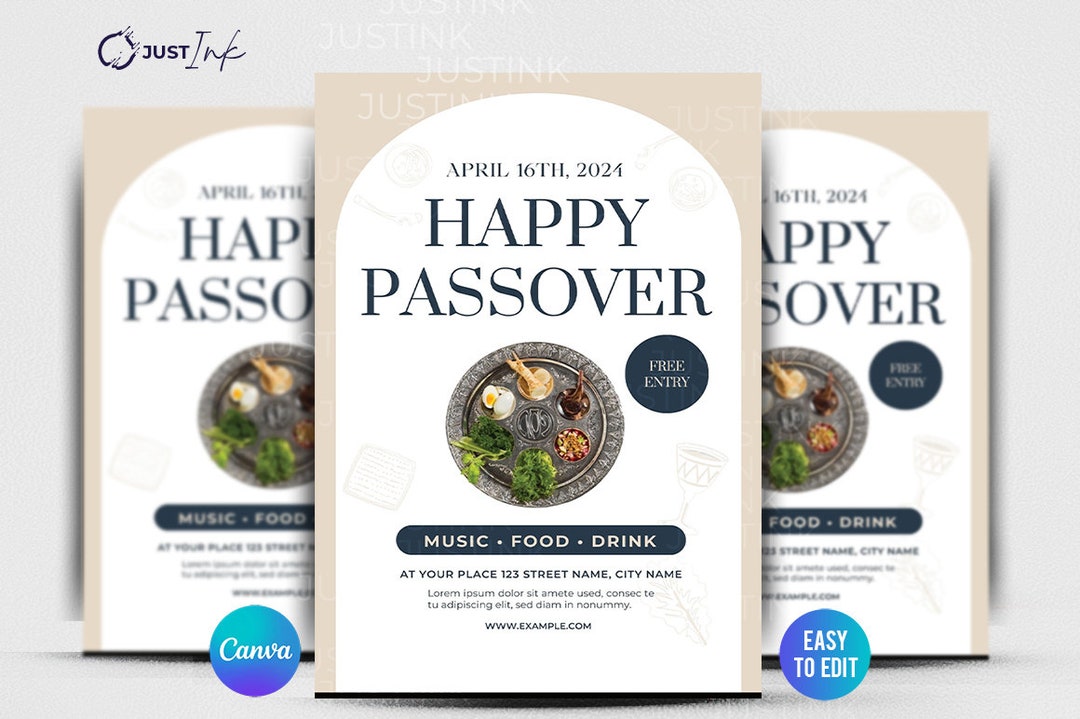 Editable Passover Flyer, DIY Canva Template Design, Passover Card ...