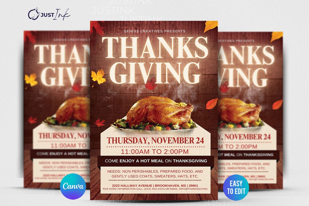 Thanksgiving Flyer Template| Premium DIY Canva Design for Thanksgiving ...