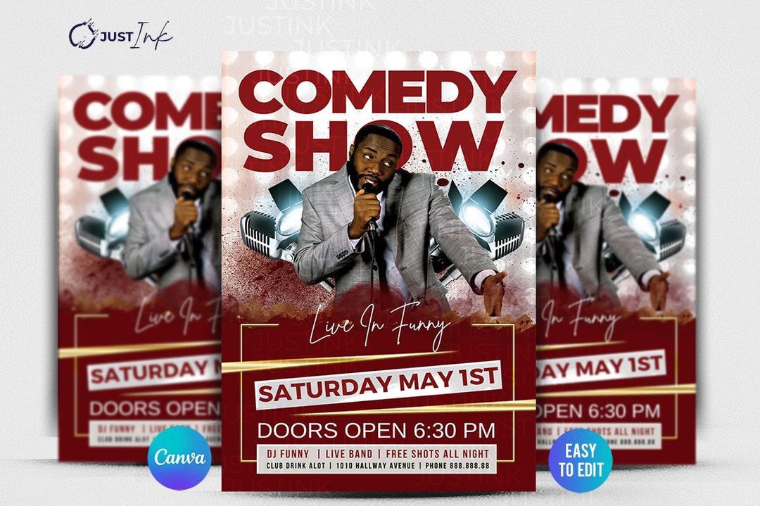 Comedy Show DIY Canva Flyer Premium DIY Canva Flyer Template Design ...