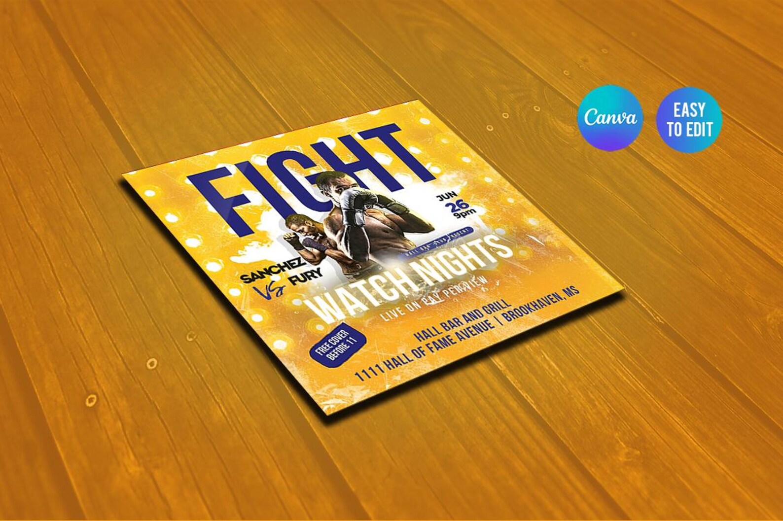 Fight Night Boxing Flyer Template | Premium DIY Canva Design for MMA ...