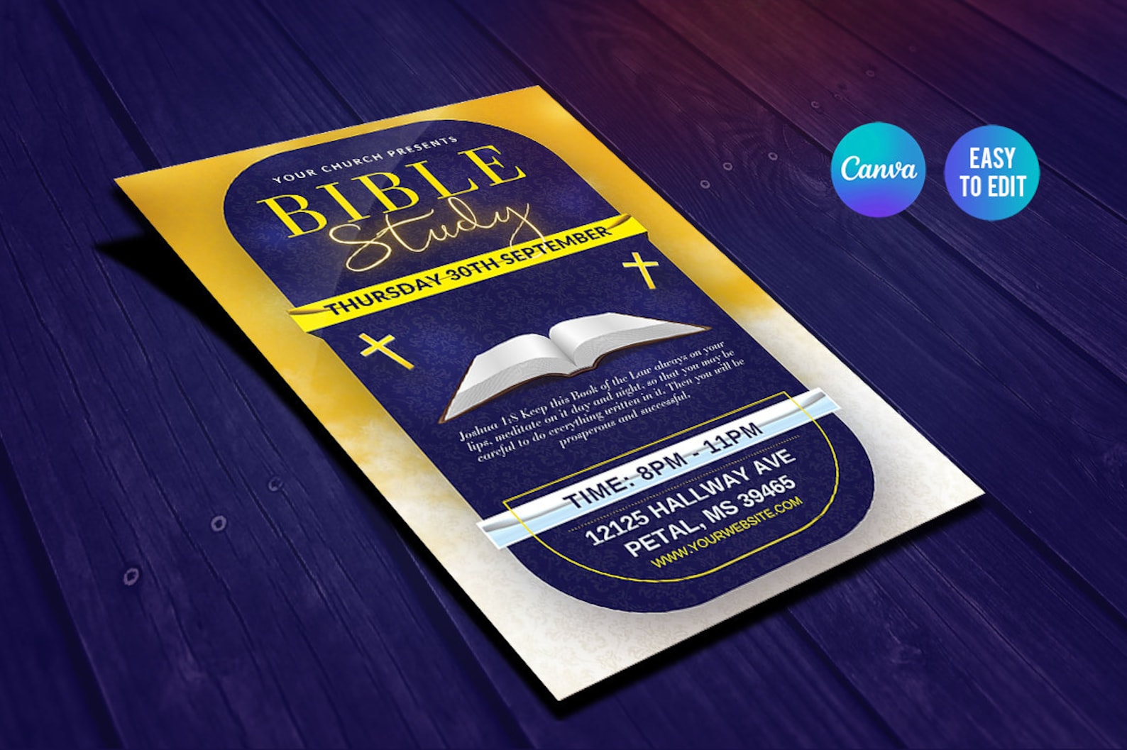 Editable Bible Study Flyer, DIY Canva Flyer Template Design, Sunday ...
