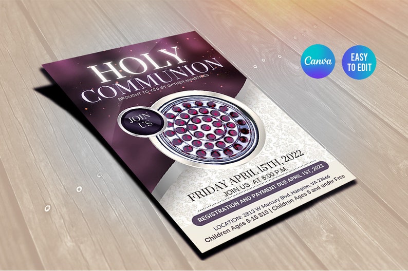 Editable Holy Communion Flyer, DIY Canva Flyer Template Design ...