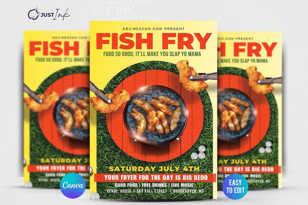 Fish Fry Flyer Template| Premium DIY Canva Template Design for Fish Fry ...