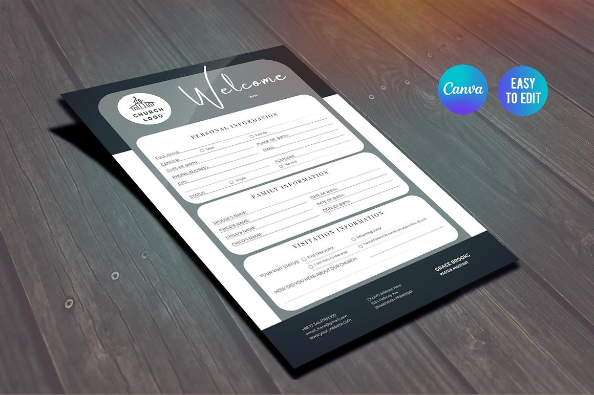 Church Welcome Form Template | DIY Canva Design for Welcome Form, New ...