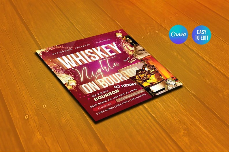 Drink Party Flyer Template | Premium DIY Canva Design for Whiskey Party ...