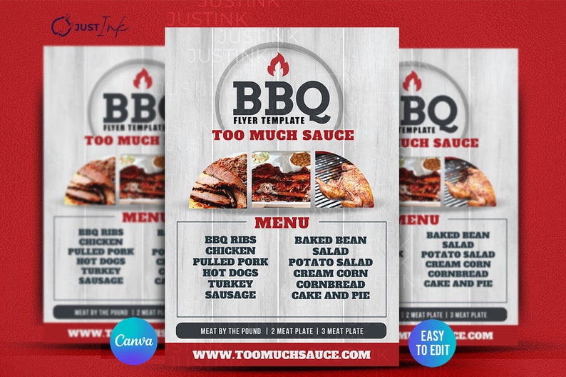 BBQ Restaurant Menu Flyer Template | Premium DIY Canva Design for BBQ ...