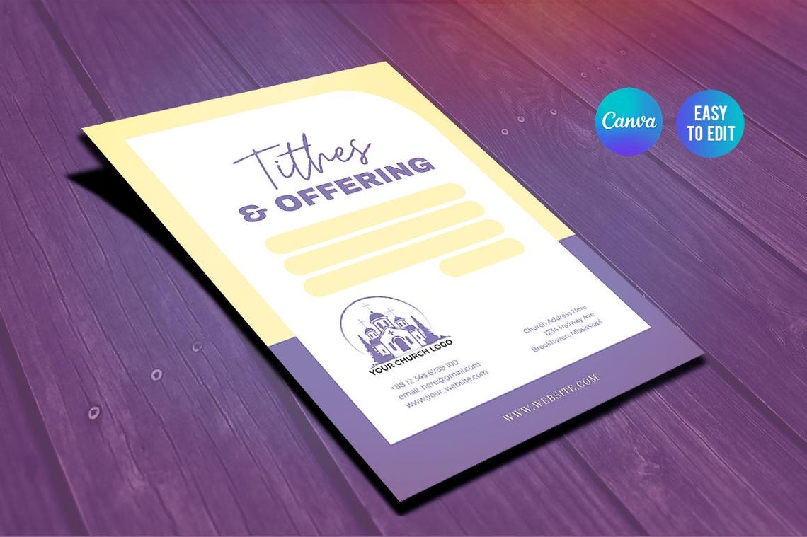 Editable Tithes and Offering Card, DIY Canva Flyer Template Design ...
