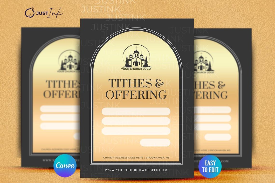Editable Tithes and Offering Card, DIY Canva Flyer Template Design ...