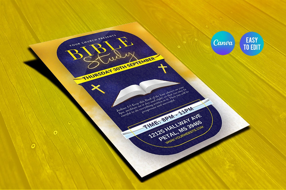 Editable Bible Study Flyer, DIY Canva Flyer Template Design, Sunday ...
