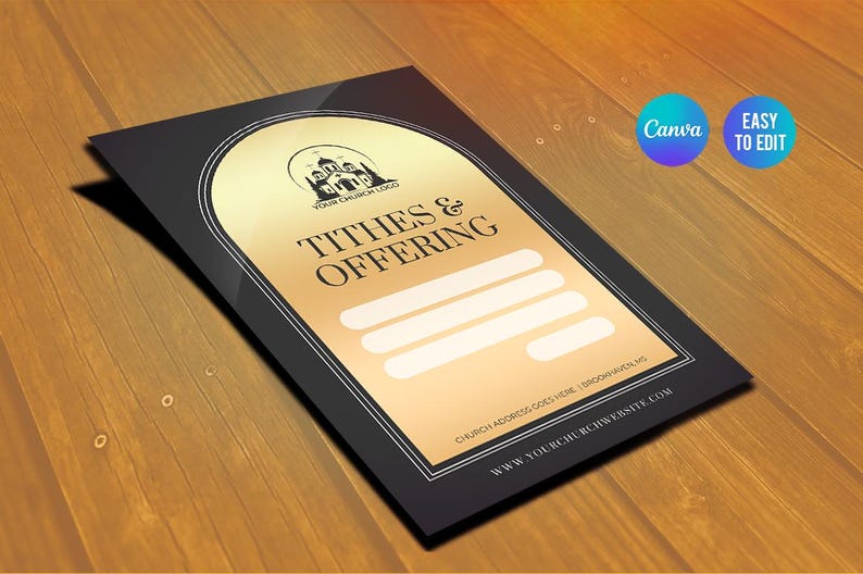Editable Tithes and Offering Card, DIY Canva Flyer Template Design, Church Giving Form, Tithes ...