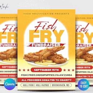 Fish Fry Fundraiser Flyer Template, DIY Canva Flyer Template Design ...
