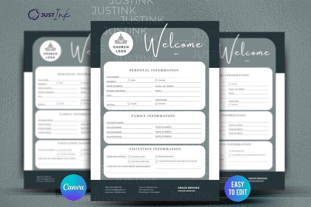 Church Welcome Form Template | DIY Canva Design for Welcome Form, New ...