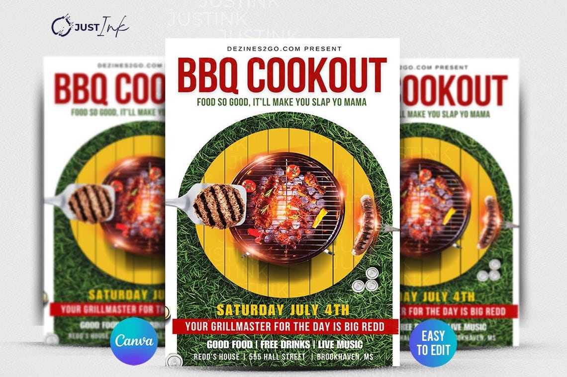 BBQ Cookout Flyer Template | Premium DIY Canva Design for Backyard ...