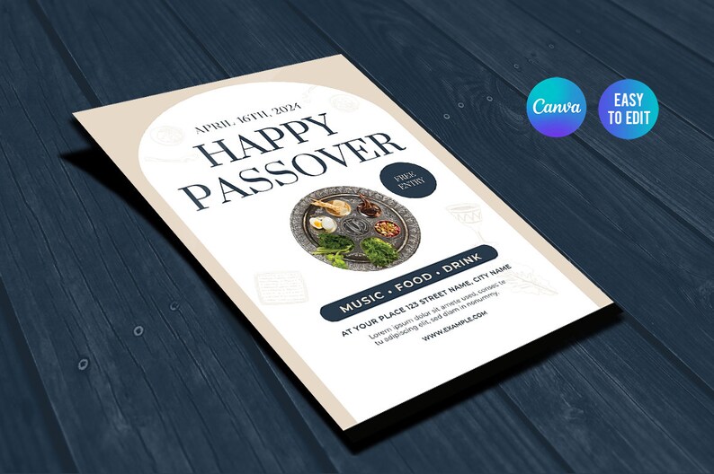 Editable Passover Flyer, DIY Canva Template Design, Passover Card ...