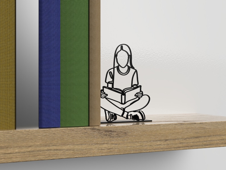 Cute Girl Sitting Bookends, Reading Book Holders, Kids Bedroom Decor ...