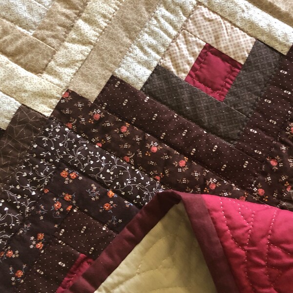 Handmade Log Cabin Quilt - Etsy