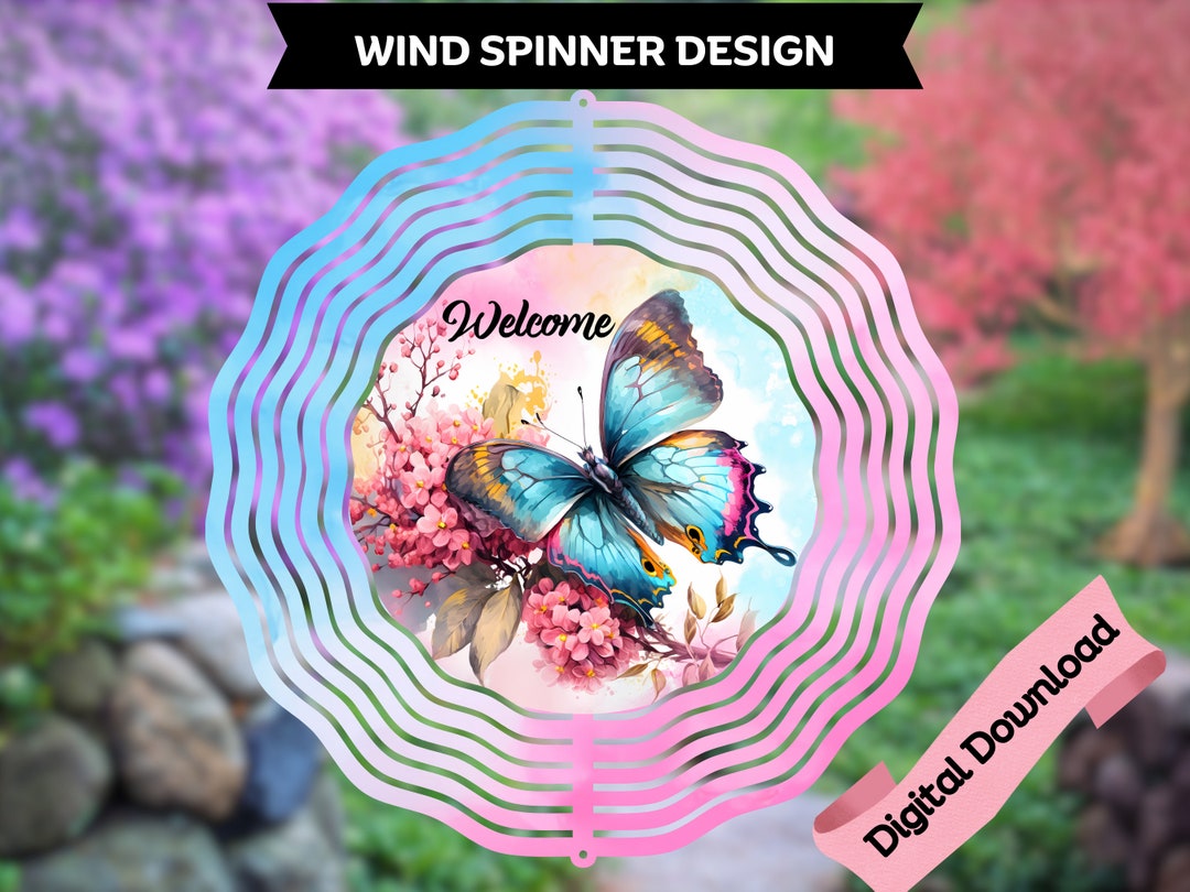 Butterfly Wind Spinner [PNG], Welcome Wind Spinner, Watercolor ...