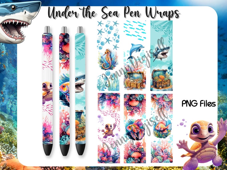 Under the Sea Pen Wraps, Underwater Pen Wraps, Fish Pen Wraps Png ...