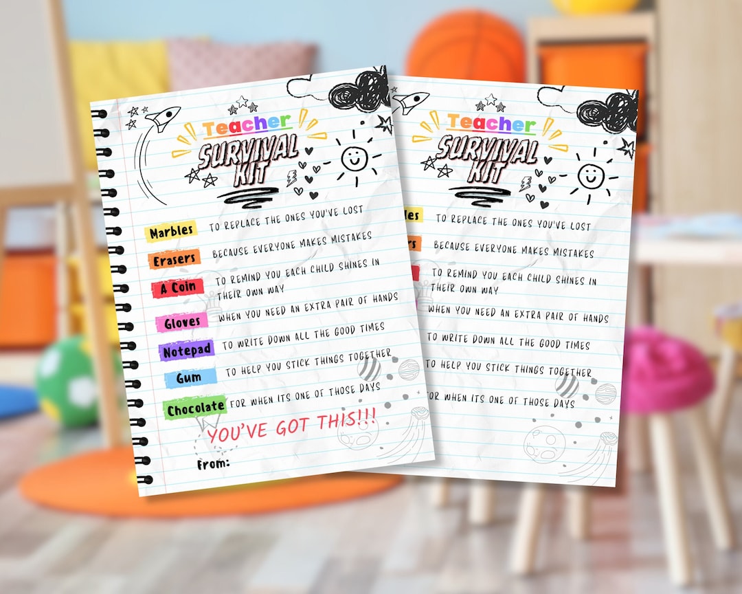 Back to School Teacher Survival Kit Printable, Editable Printable ...
