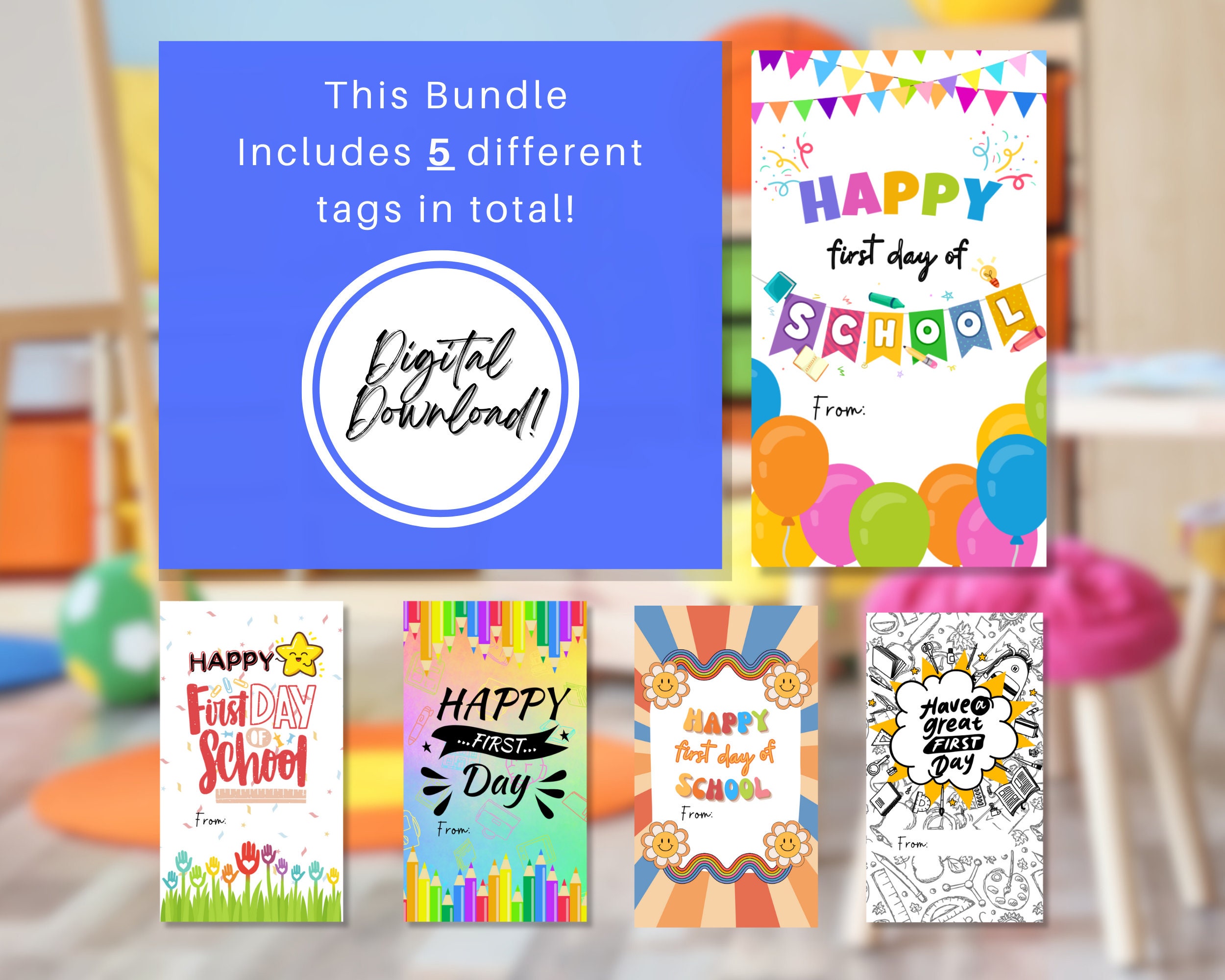 First Day of School Tags, Back to School Tags, Welcome Back to School ...