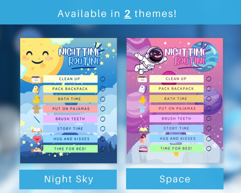 Kids School Nighttime Routine Printable Checklist, Routine Chart, Kids ...