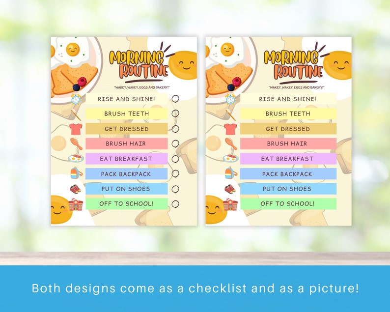 Morning School Routine Chart Printable Checklist for Kids, Routine ...