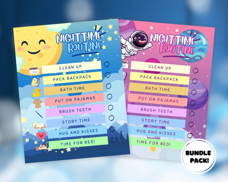 Kids School Nighttime Routine Printable Checklist, Routine Chart, Kids ...