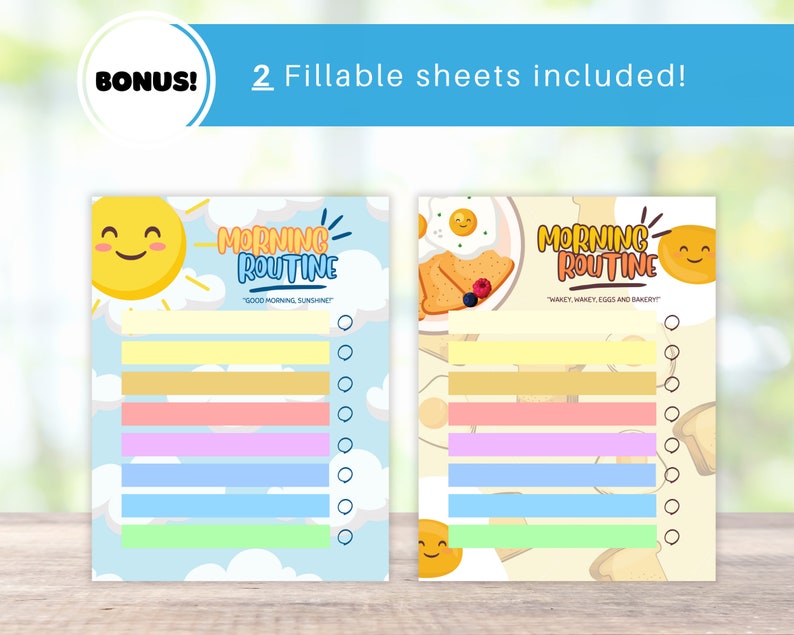 Morning School Routine Chart Printable Checklist for Kids, Routine ...