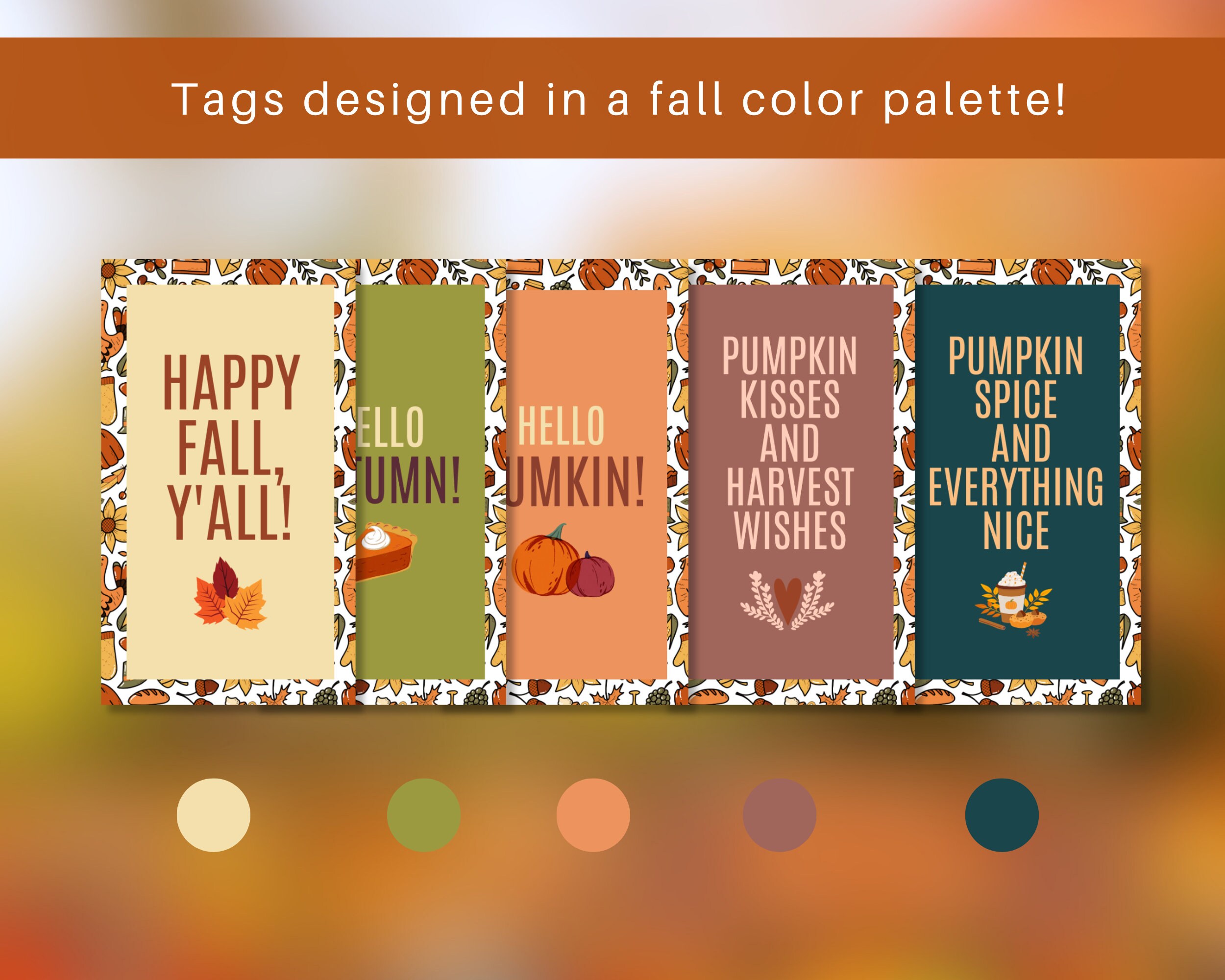 Printable Fall Gift Tags, Goodie Bag Gift Tags, Fall-themed Gift Tags ...