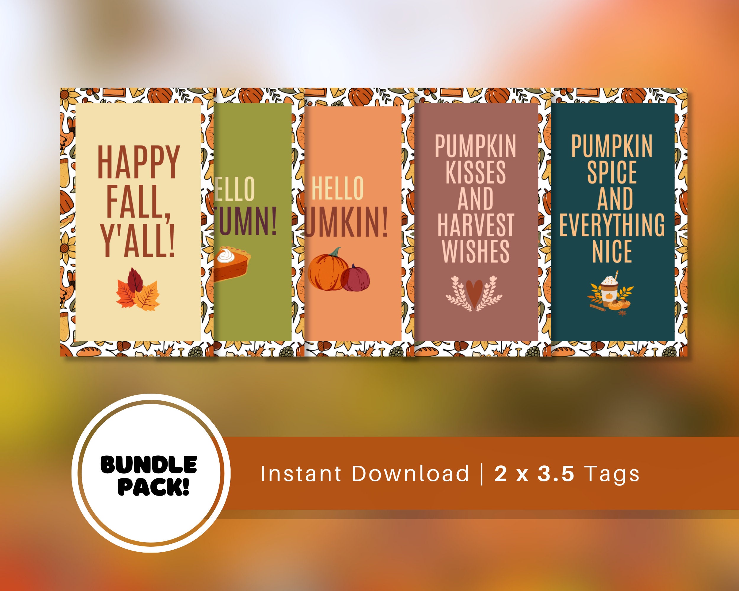 Printable Fall Gift Tags, Goodie Bag Gift Tags, Fall-themed Gift Tags ...