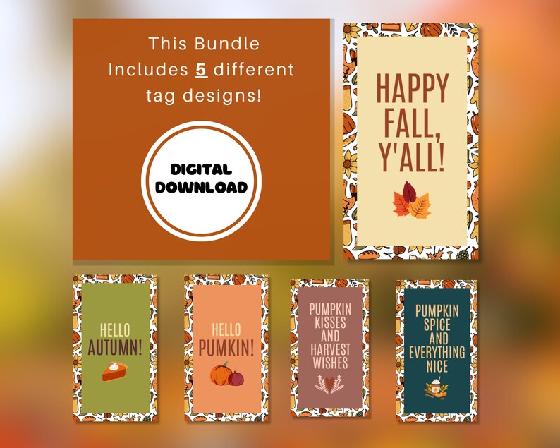 Printable Fall Gift Tags, Goodie Bag Gift Tags, Fall-themed Gift Tags ...