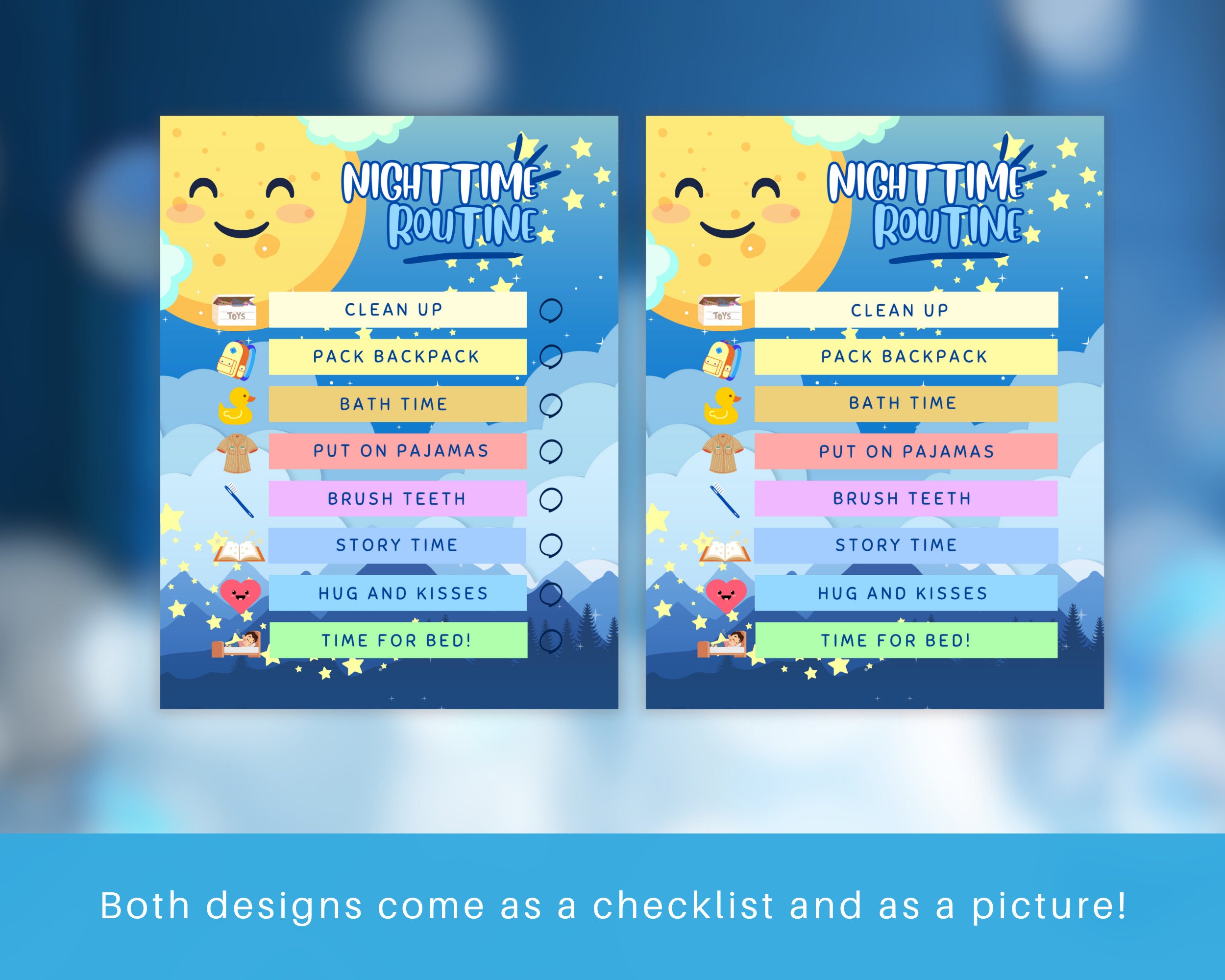 Kids School Nighttime Routine Printable Checklist, Routine Chart, Kids ...