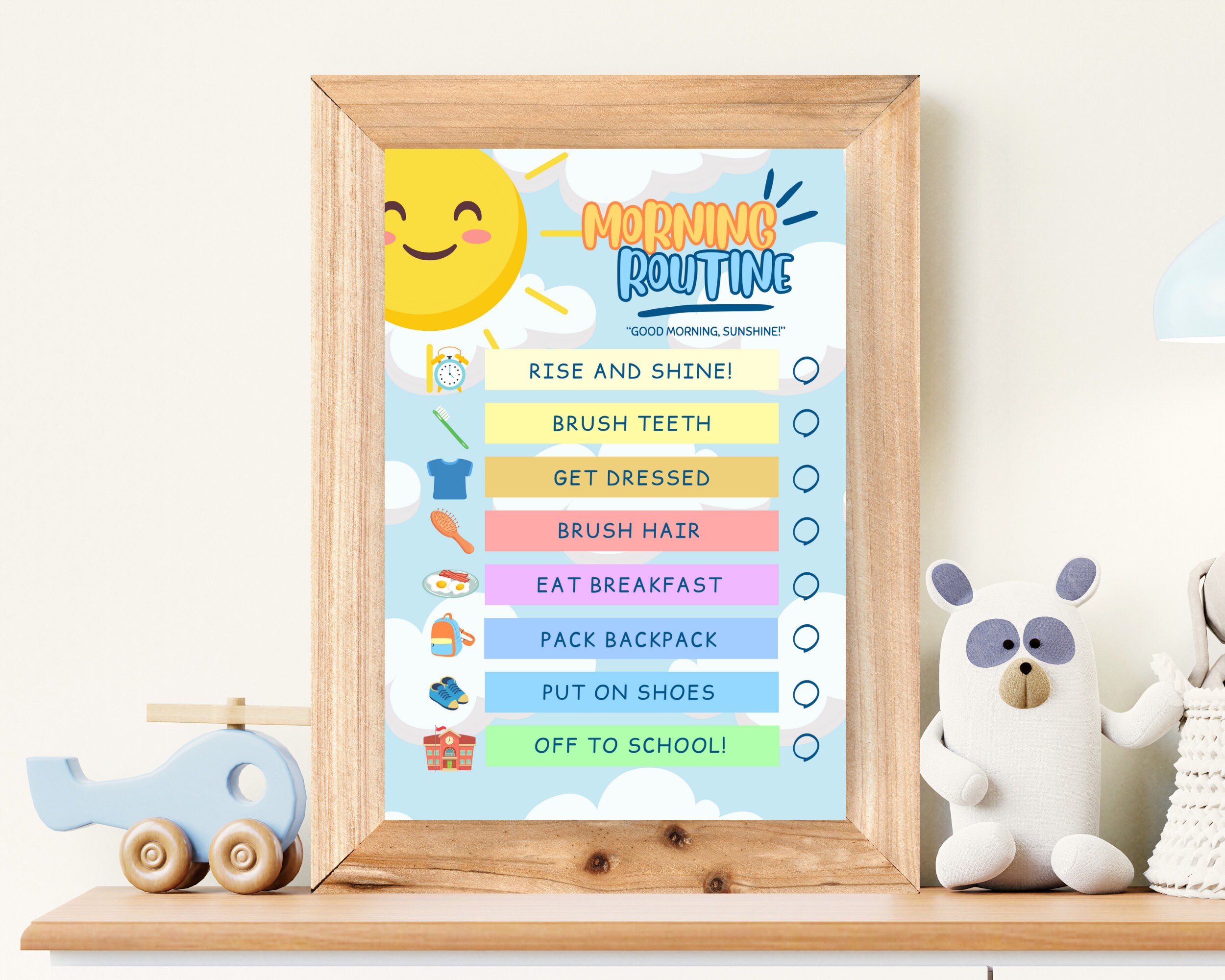 Morning School Routine Chart Printable Checklist for Kids, Routine ...