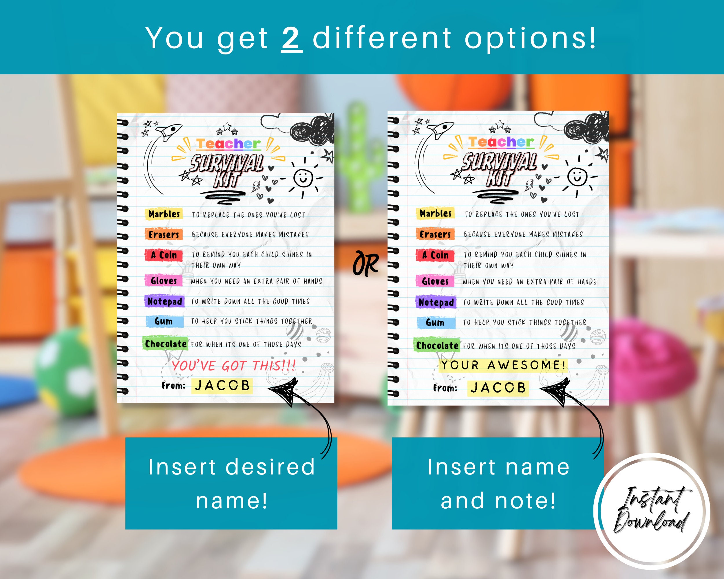 Back to School Teacher Survival Kit Printable Editable - Etsy Australia