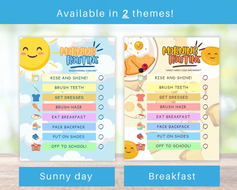 Morning School Routine Chart Printable Checklist for Kids, Routine ...