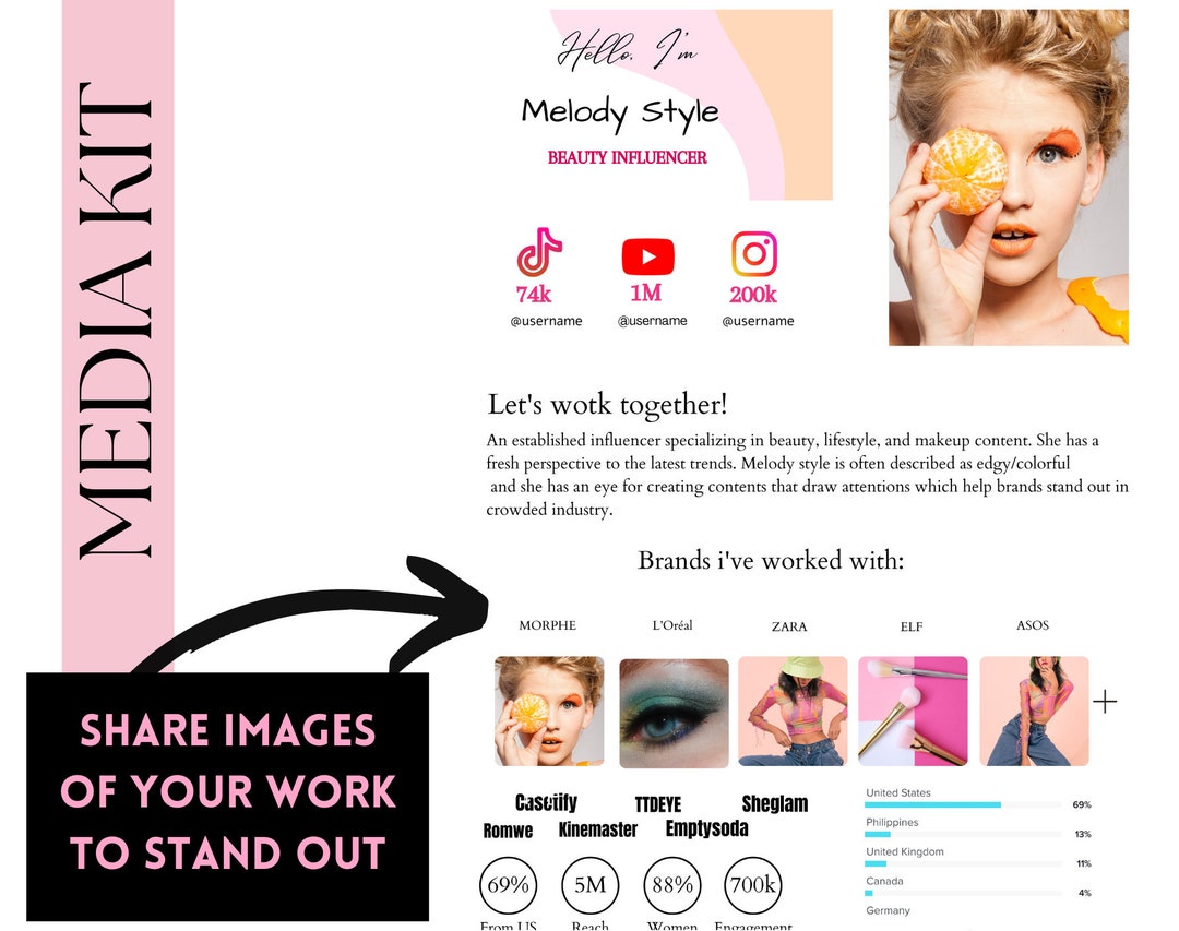 Media Kit Template| Influencer Media Kit | Tiktok Media Kit | Social ...