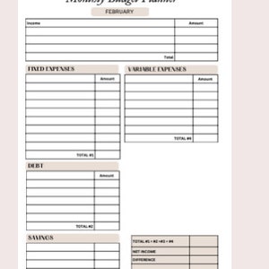 Monthly Budget Planner February digital - Etsy