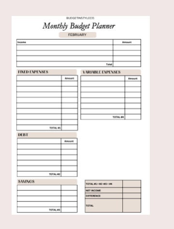 Monthly Budget Planner February digital - Etsy