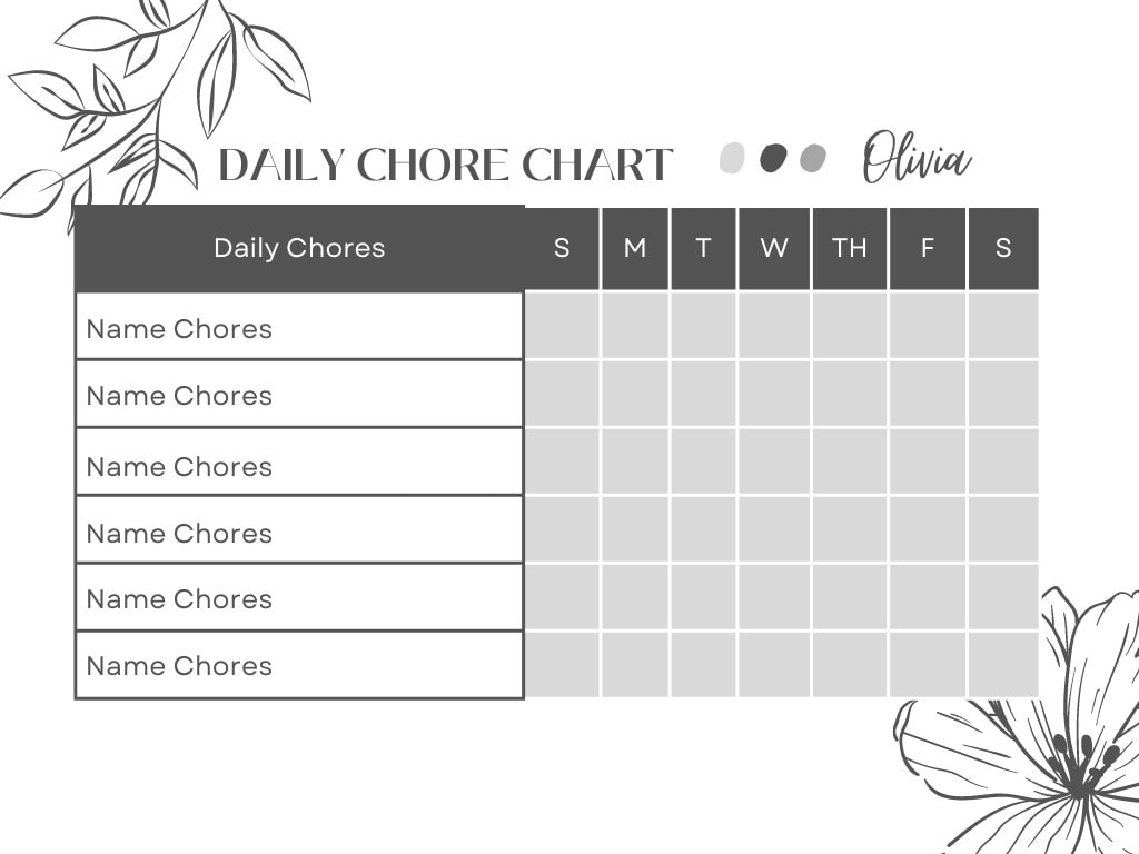 Simple Printable Daily Chore Chart - Etsy